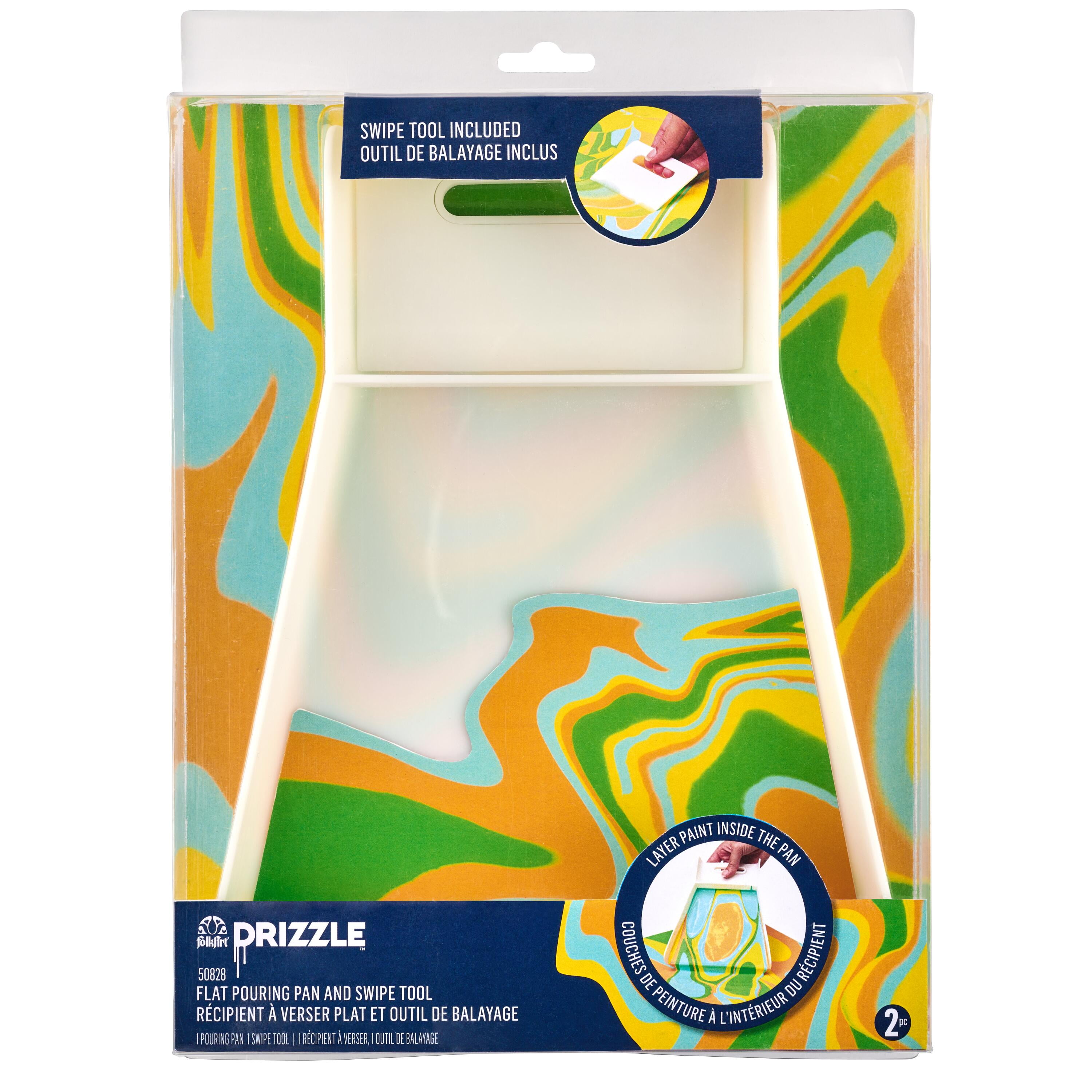FolkArt Drizzle Flat Pouring Pan and Swipe Set, Tools for Fluid Paint ...