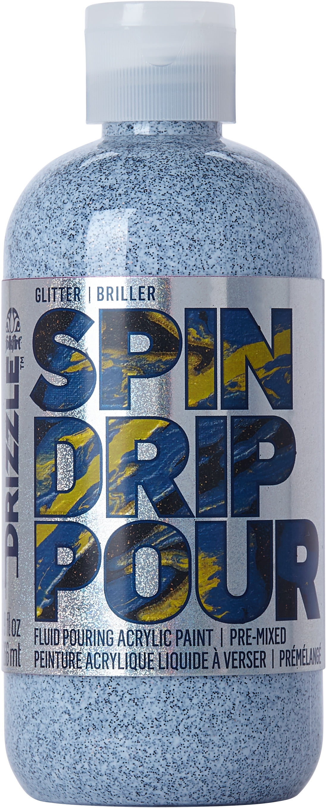 FolkArt Drizzle Glitter Pre-Mixed Fluid Pouring Acrylic Paint, Cosmic ...