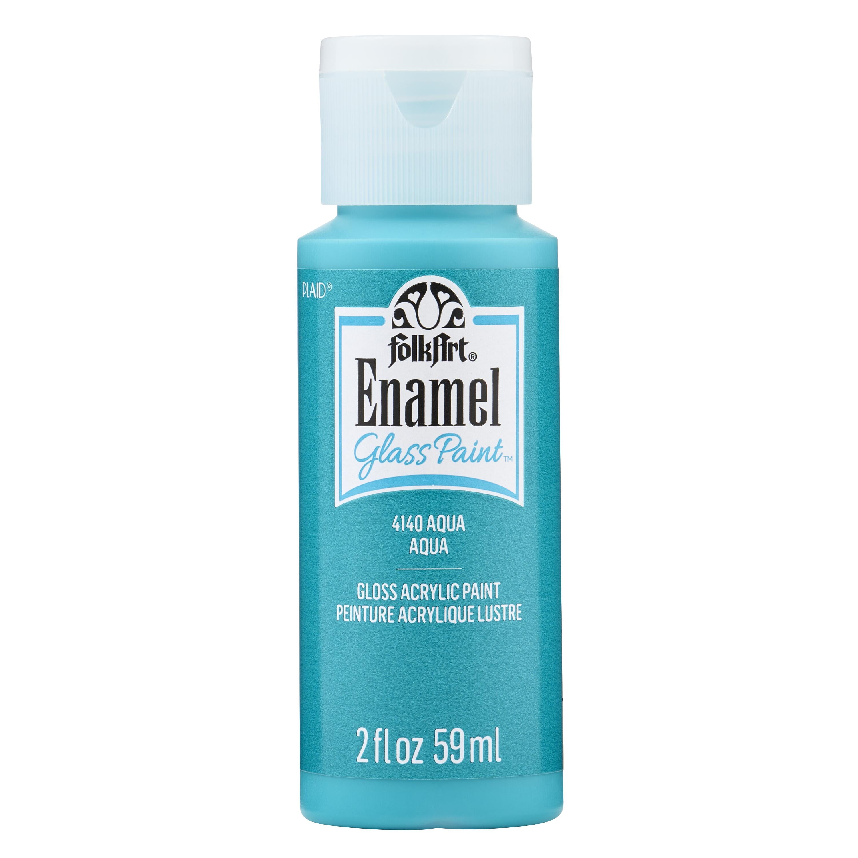 FolkArt Enamel Acrylic Paint Gloss Finish Aqua 2 fl oz for Glass and ...