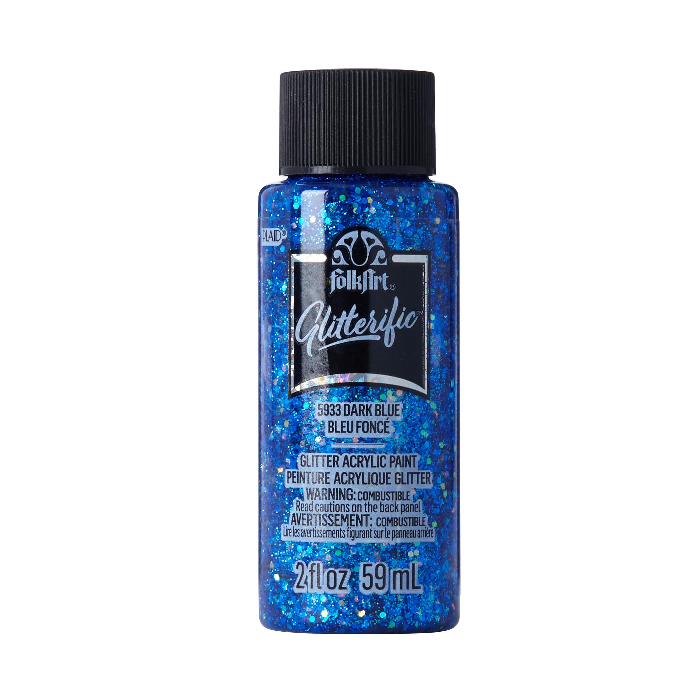 FolkArt Glitterific Acrylic Craft Paint, Glitter Finish, Dark Blue, 2 ...