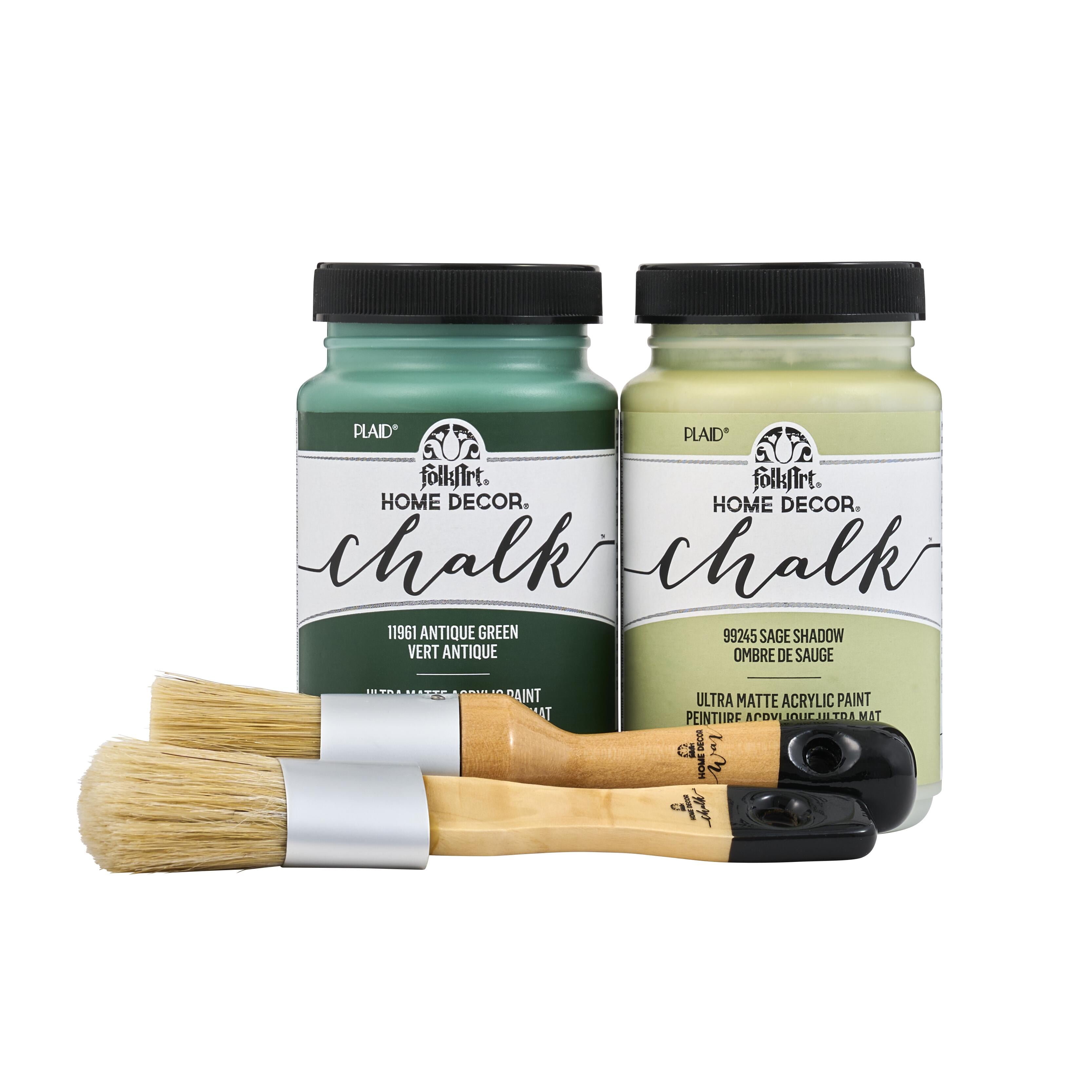 FolkArt Home Décor Chalk 8oz Greens Kit with 2 Ultra Matte Acrylic ...