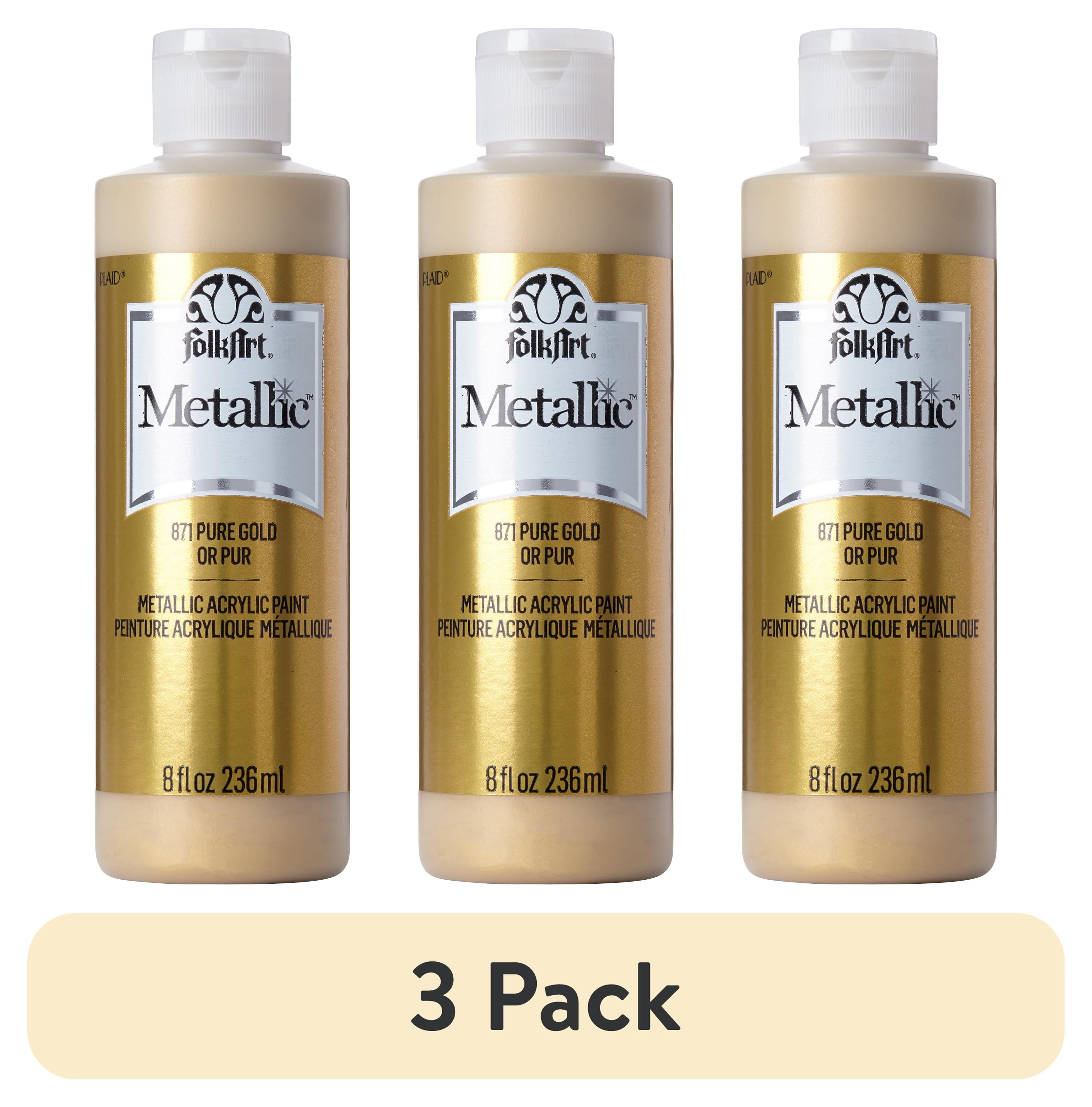 (3 pack) FolkArt Metallic Acrylic Craft Paint, Metallic Finish, Pure ...