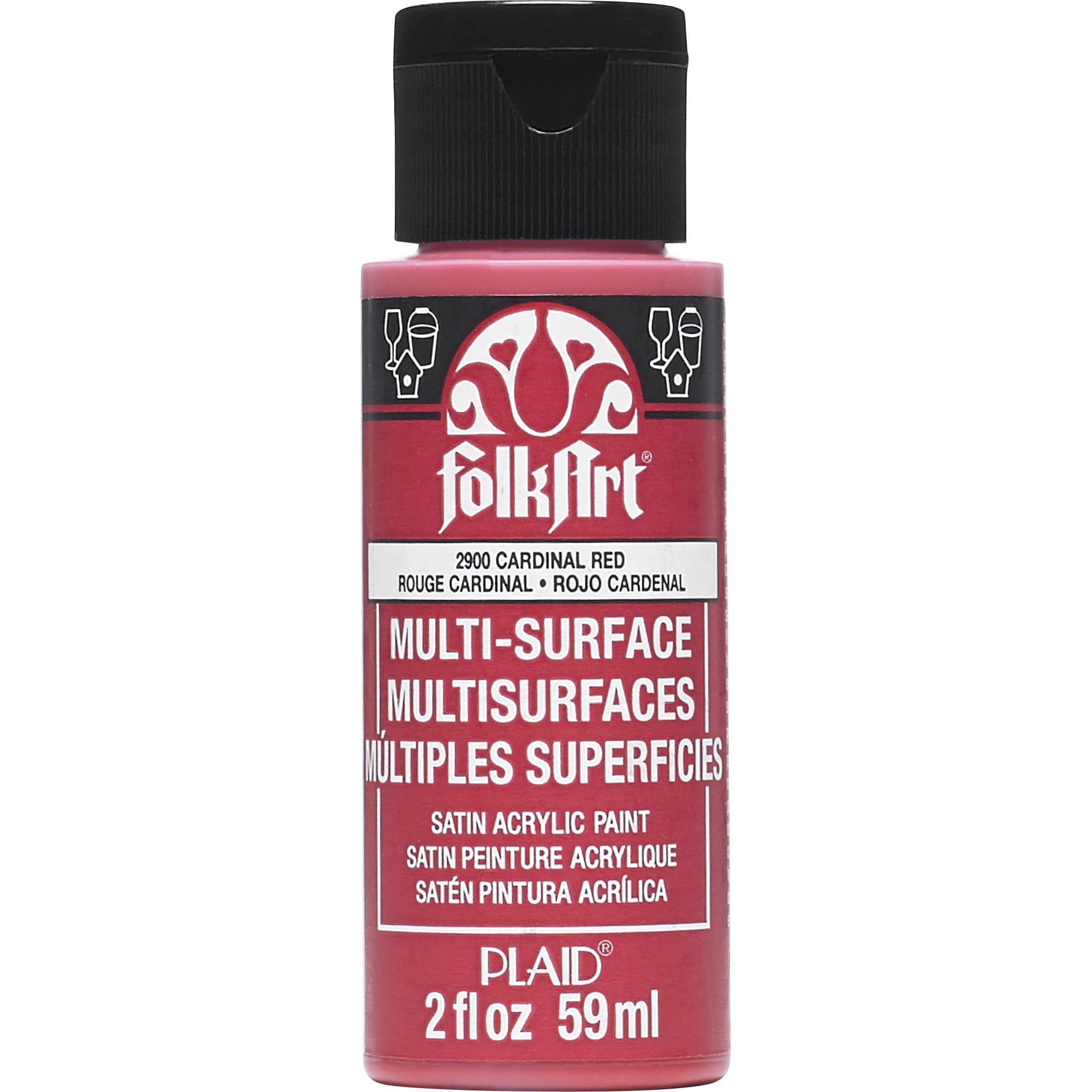 FolkArt 2900E Multi-Surface Acrylic Craft Paint, Satin Finish, Cardinal ...