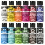 FolkArt Multi-Surface Satin Acrylic Craft Paint Set, 12 Colors, 2oz ...