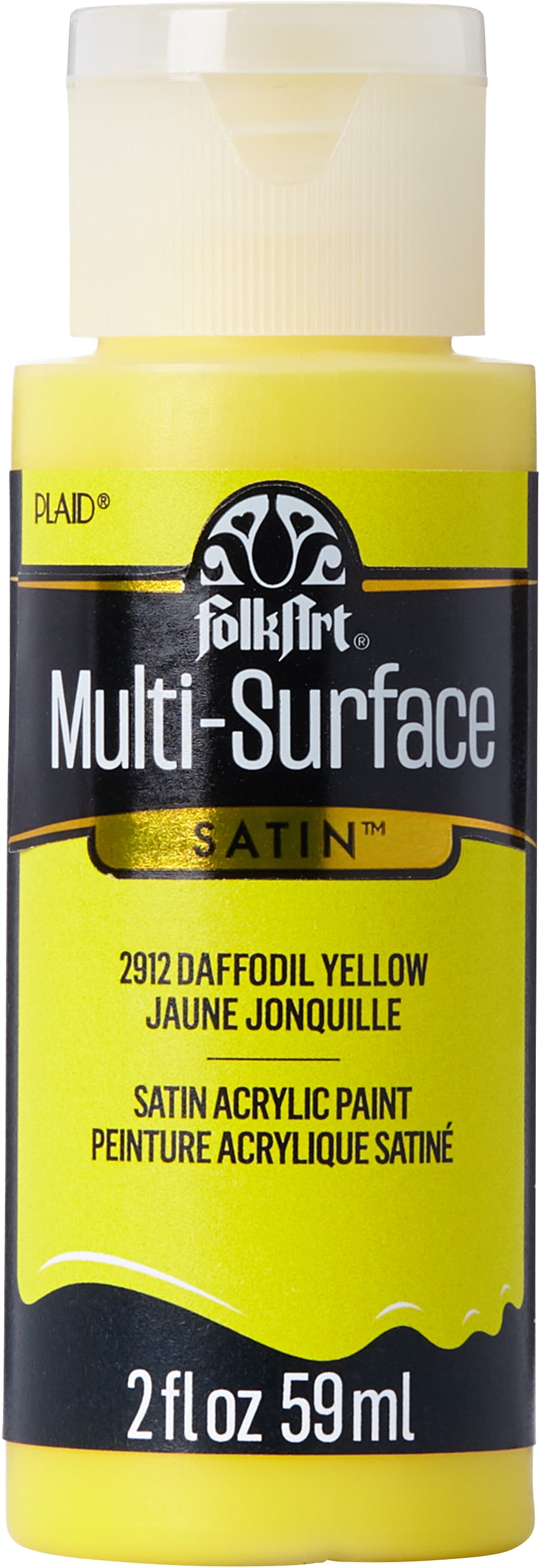FolkArt Multi Surface Satin Acrylic Paint Daffodil Yellow 2 oz for Wood ...