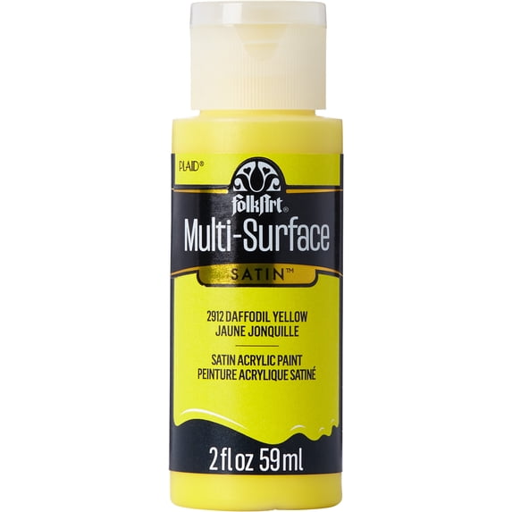 FolkArt Multi Surface Satin Acrylic Paint Daffodil Yellow 2 oz for Wood ...