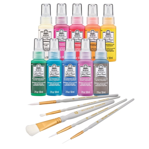 FolkArt Murano Acrylic Craft Paint Kit, 15 Piece Set Including 5 ...