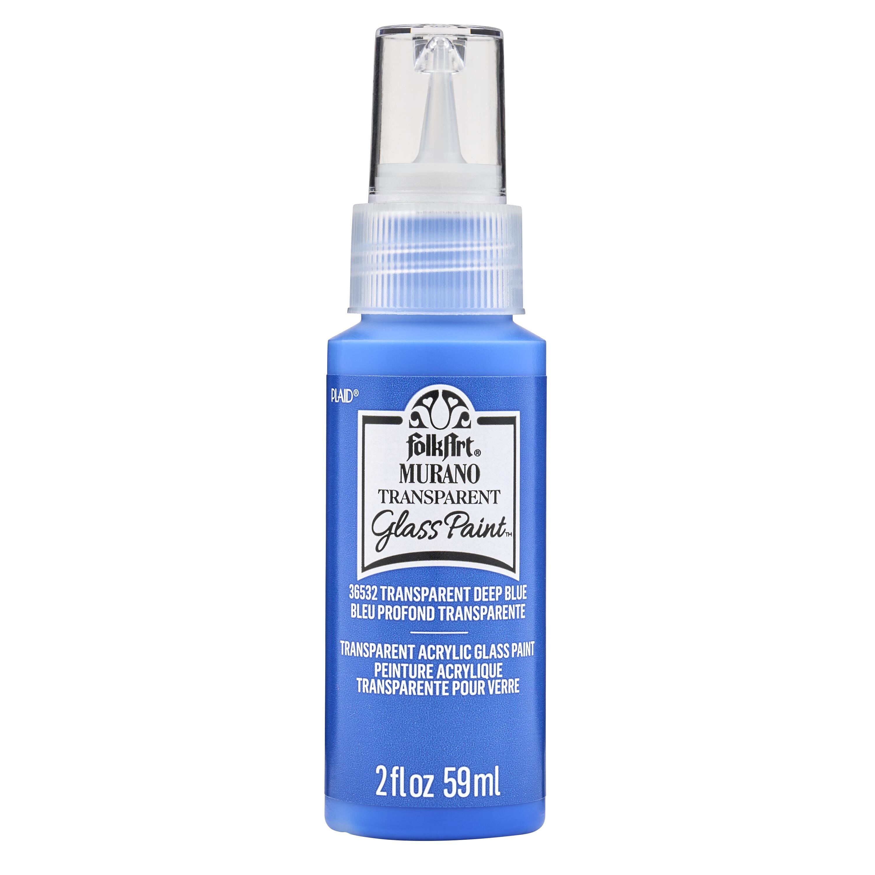 FolkArt Murano Transparent Acrylic Glass Paint, 2 fl oz, Deep Blue ...
