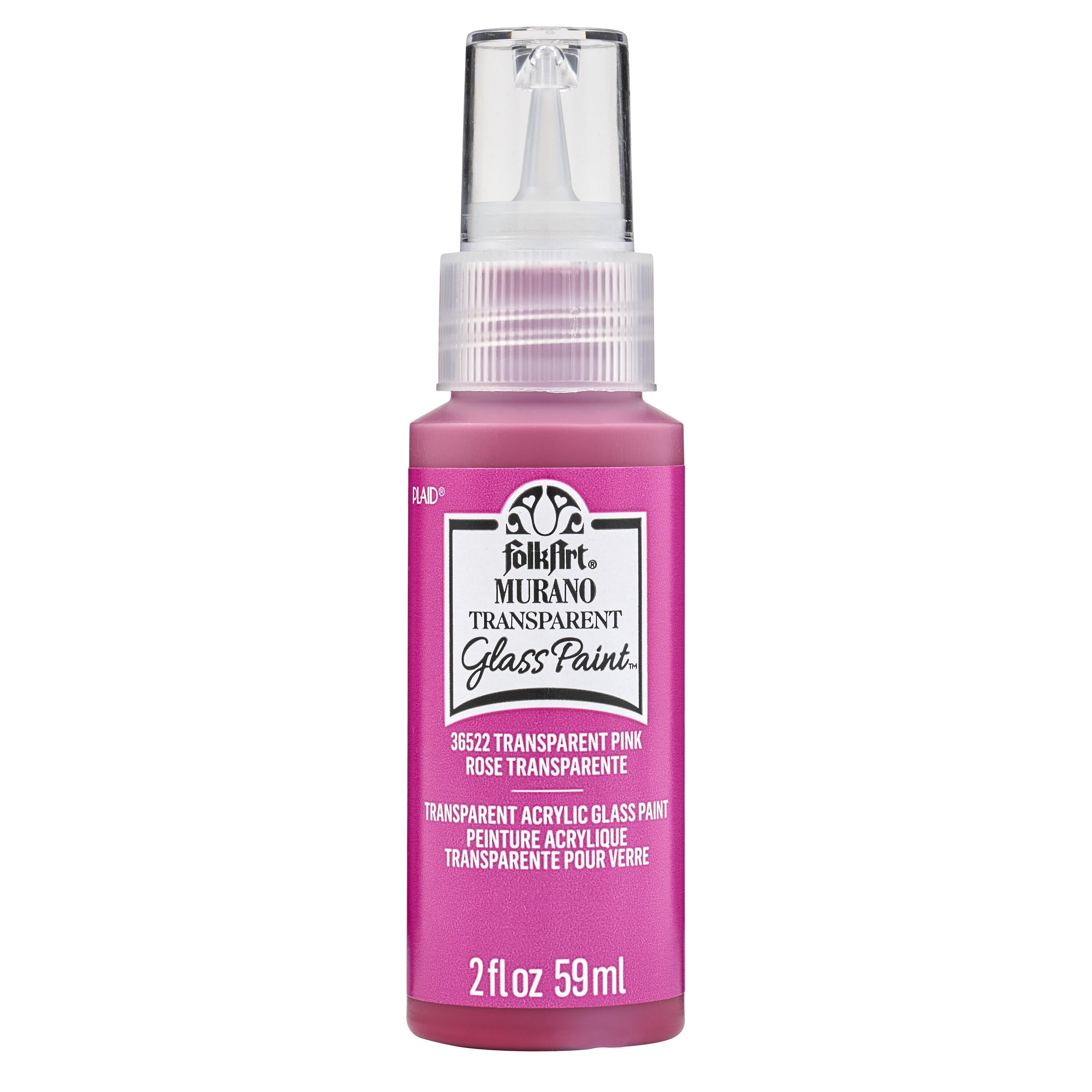 FolkArt Murano Transparent Acrylic Glass Paint, 2 fl oz, Pink - Walmart.com