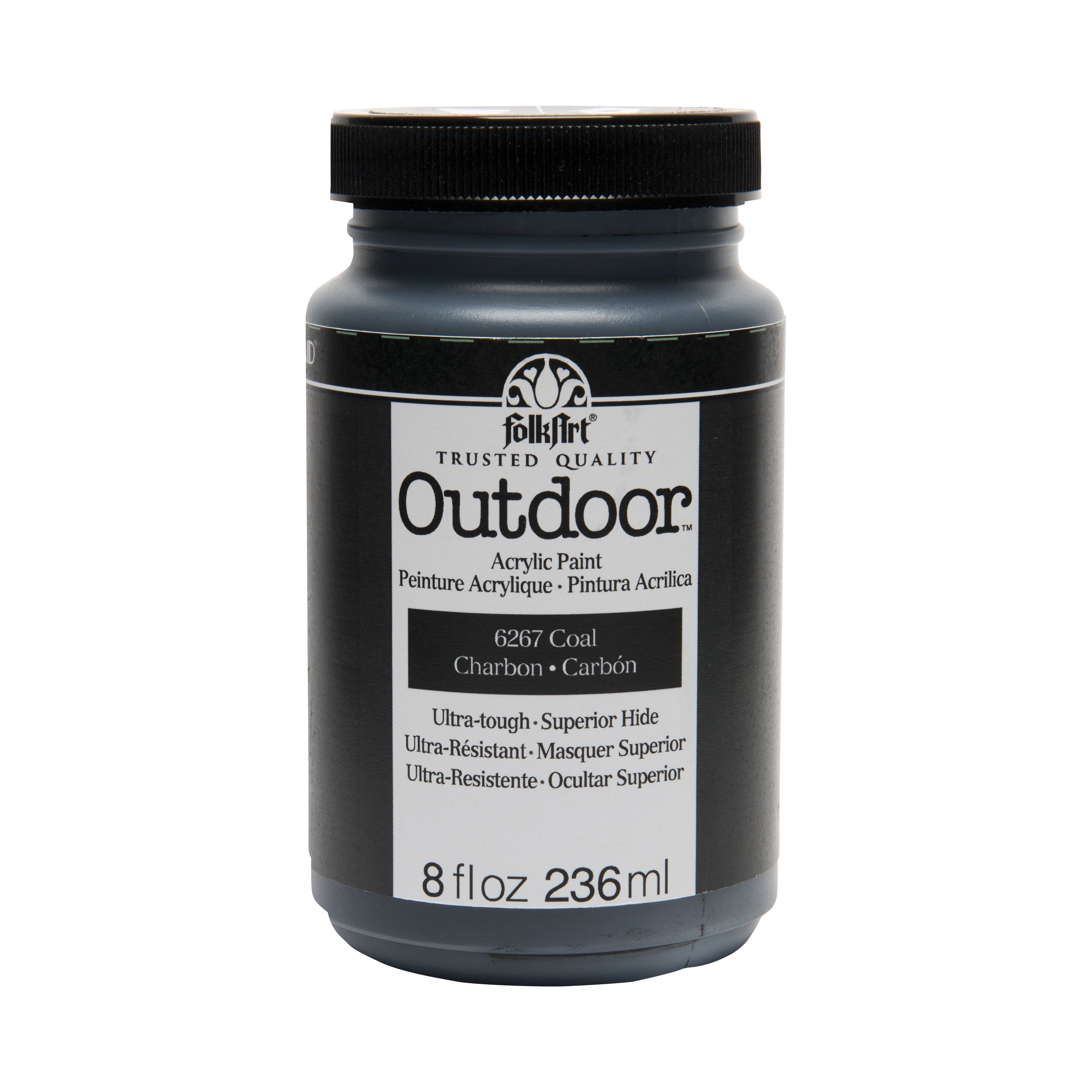 FolkArt Outdoor Acrylic Craft Paint, Coal, 8 fl oz, Satin Finish ...