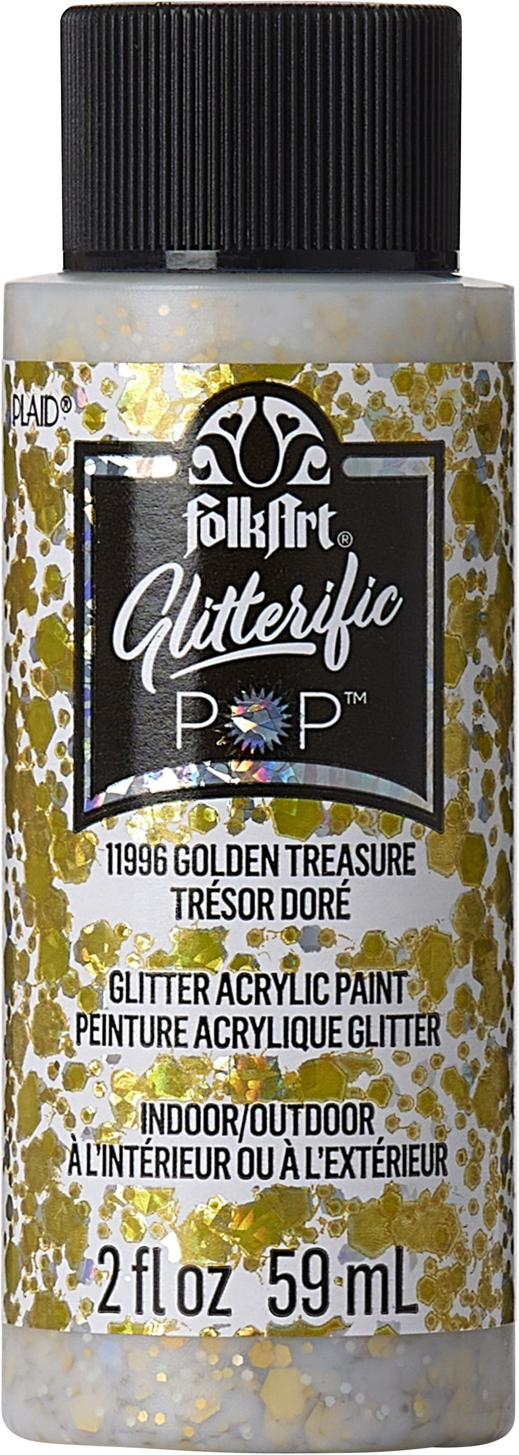 FolkArt Glitterific Pop Acrylic Paint - Golden Treasure, 2 oz - Walmart.com