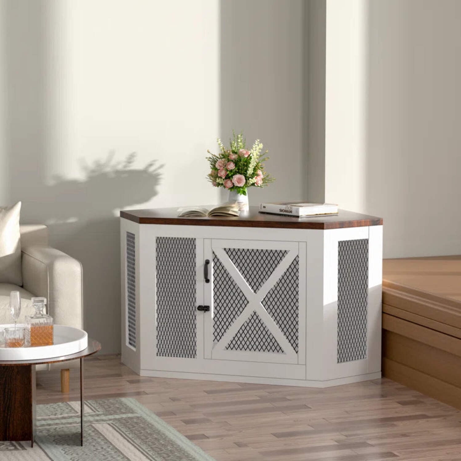 Folkeste Wood Corner Pet Crate - Walmart.com