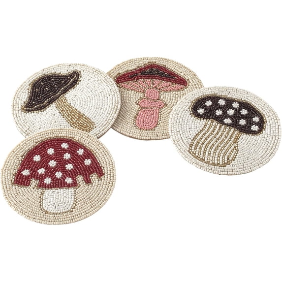 Folkulture Boho Coasters or Bar Coasters Set for Drinks, 4