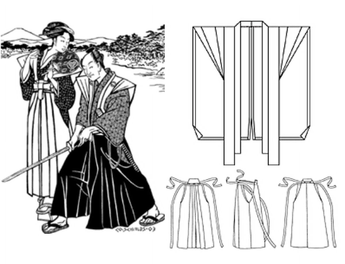 Folkwear #151 Japanese Hakama & Kataginu Samurai Warrior Vest Pants Skirt Sewing Pattern ...