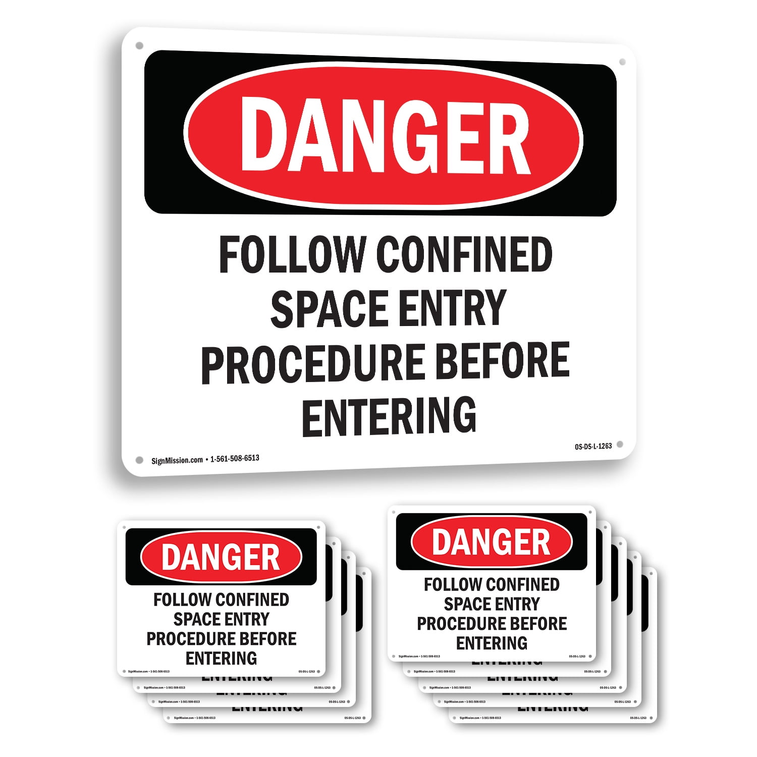 Follow Confined Space Entry Procedure OSHA Danger Rigid Plastic Sign 18 ...