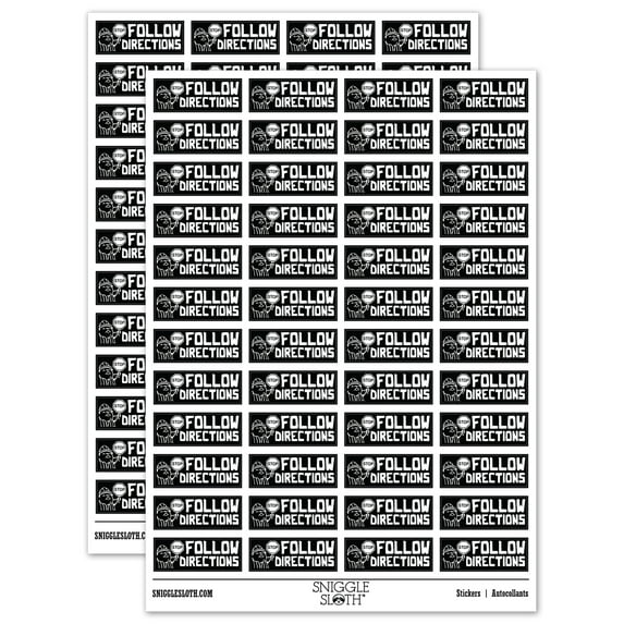 Follow Directions Stop Sign Teacher Student School Sticker Set - Black ...