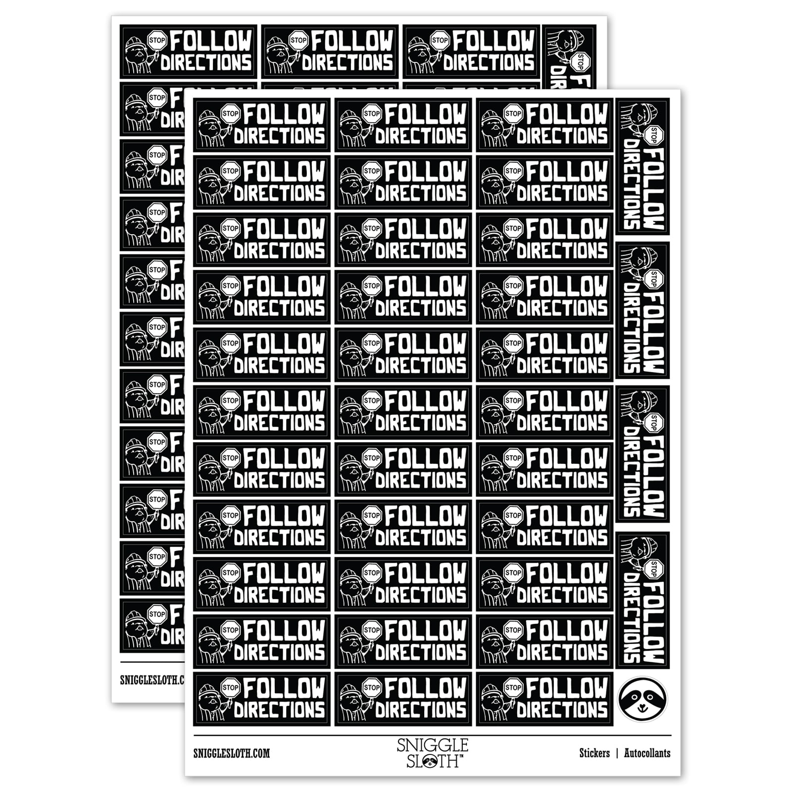 Follow Directions Stop Sign Teacher Student School Sticker Set - Black ...