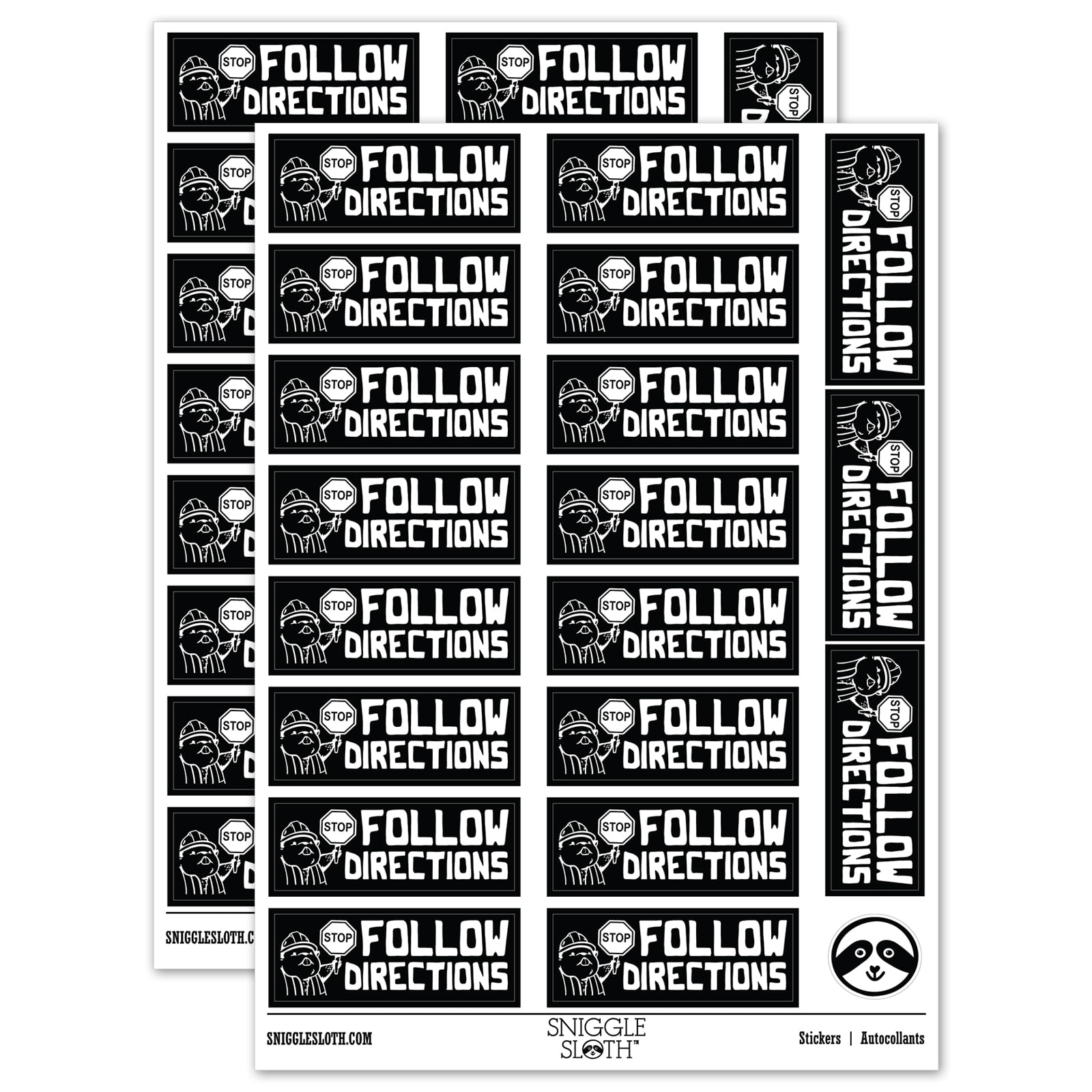 Follow Directions Stop Sign Teacher Student School Sticker Set - Black ...