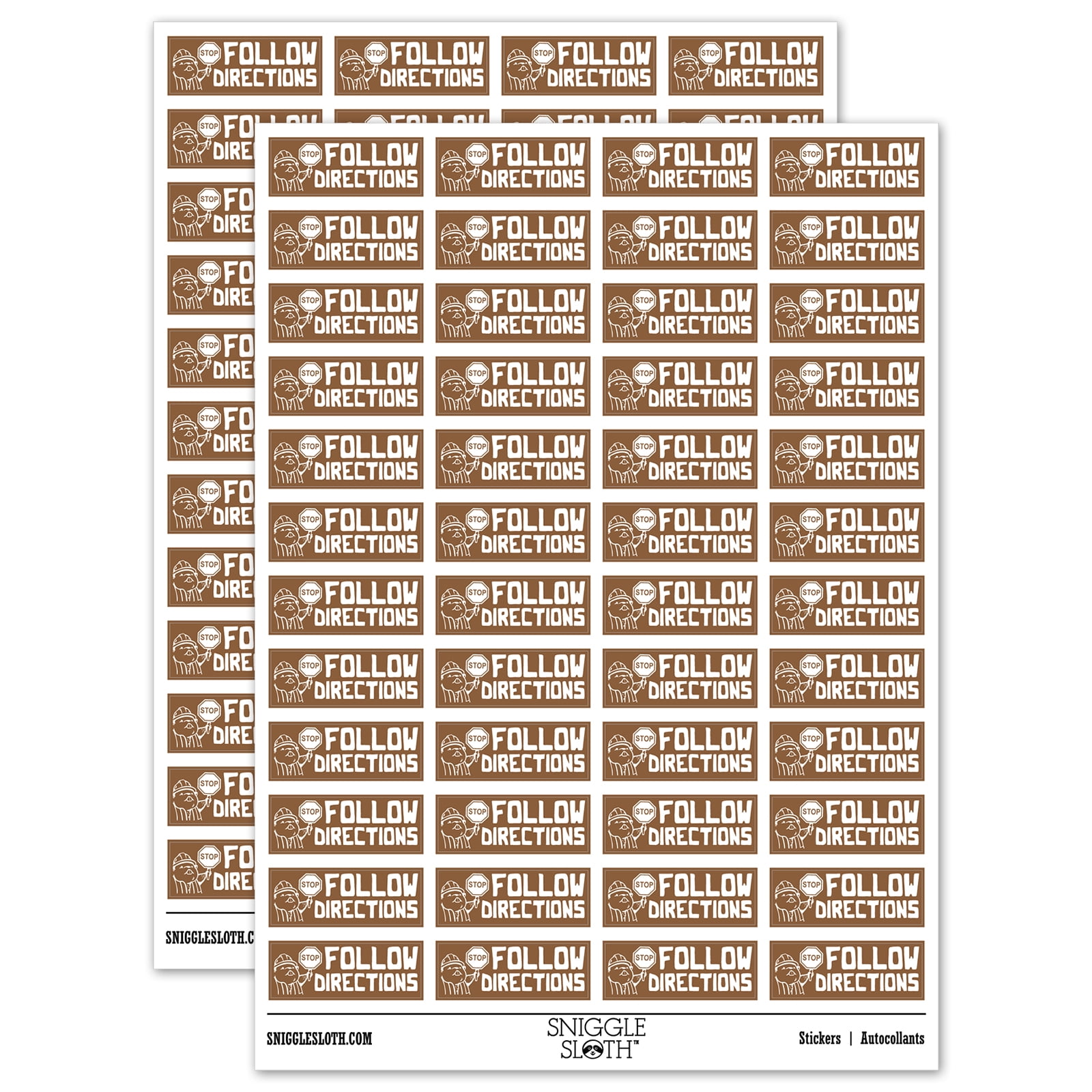 Follow Directions Stop Sign Teacher Student School Sticker Set - Brown ...