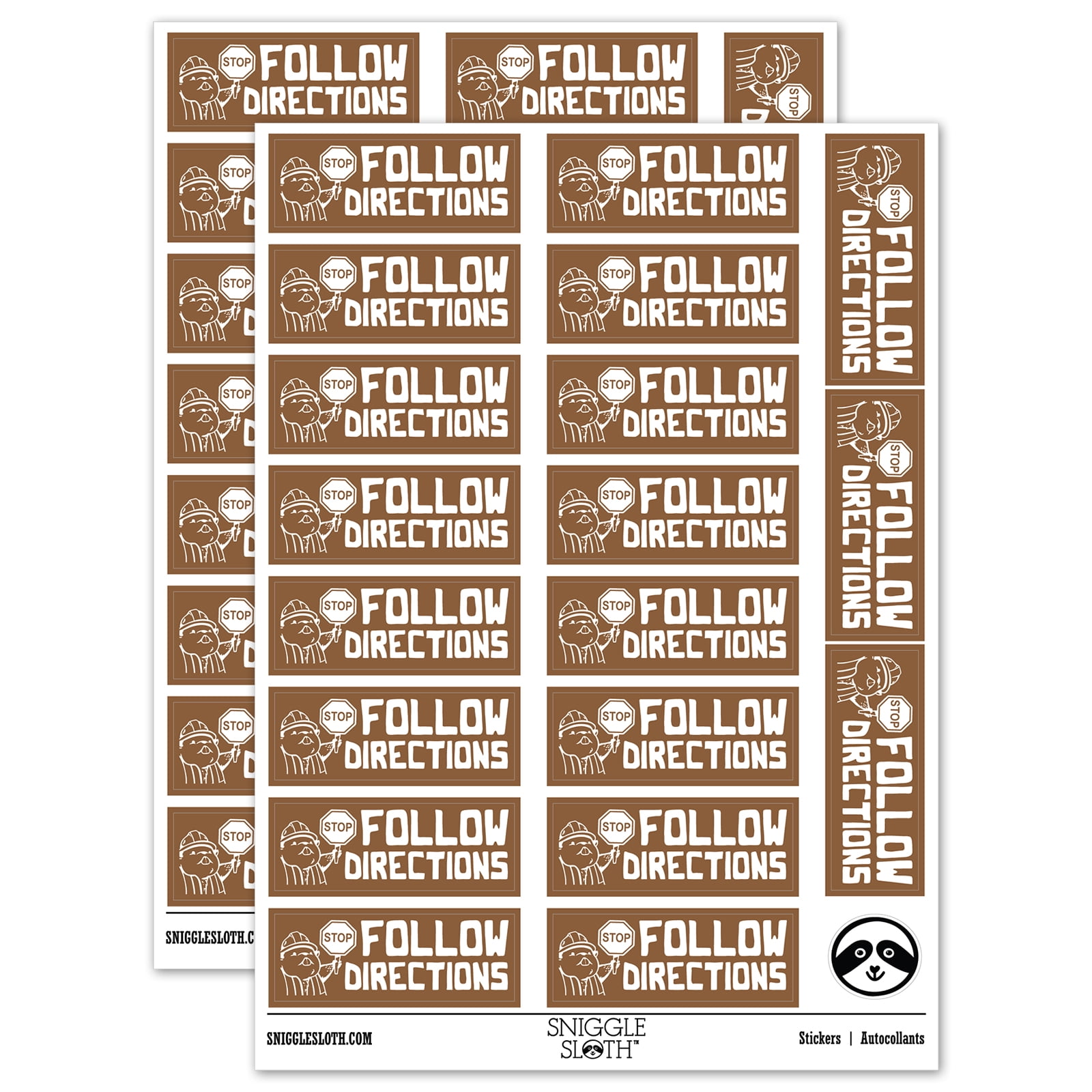 Follow Directions Stop Sign Teacher Student School Sticker Set - Brown ...