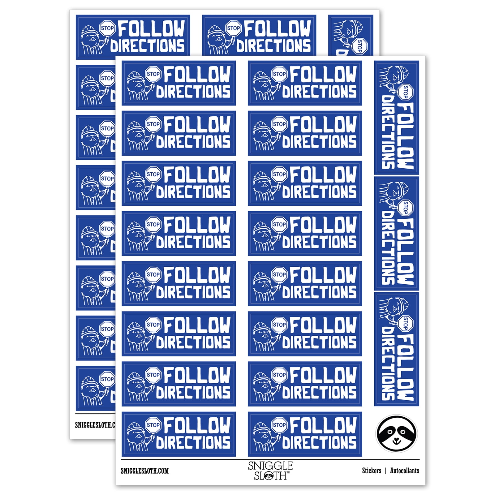 Follow Directions Stop Sign Teacher Student School Sticker Set - Dark ...