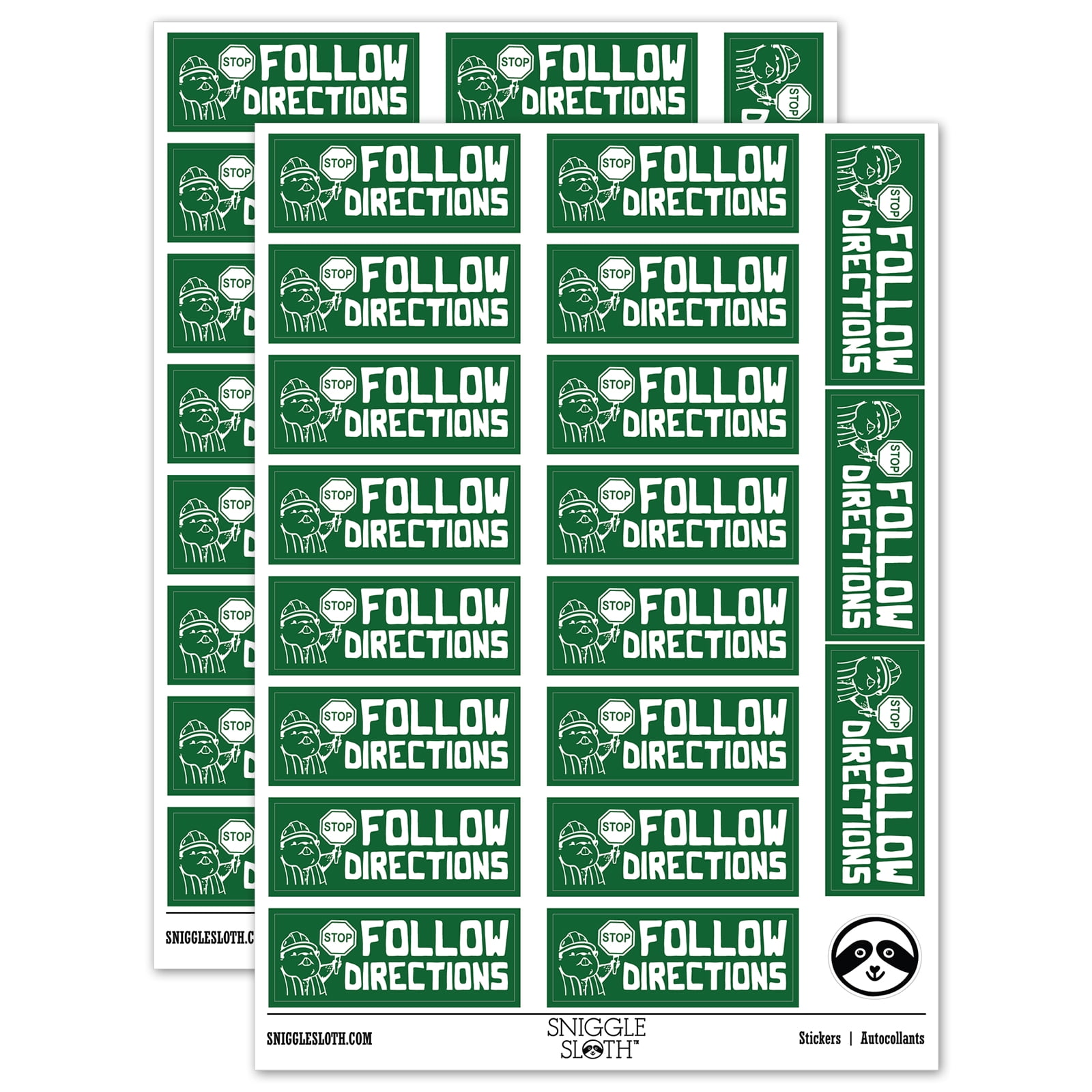 Follow Directions Stop Sign Teacher Student School Sticker Set - Dark ...