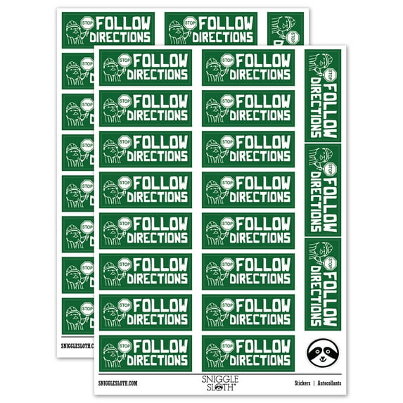 Follow Directions Stop Sign Teacher Student School Sticker Set - Dark ...