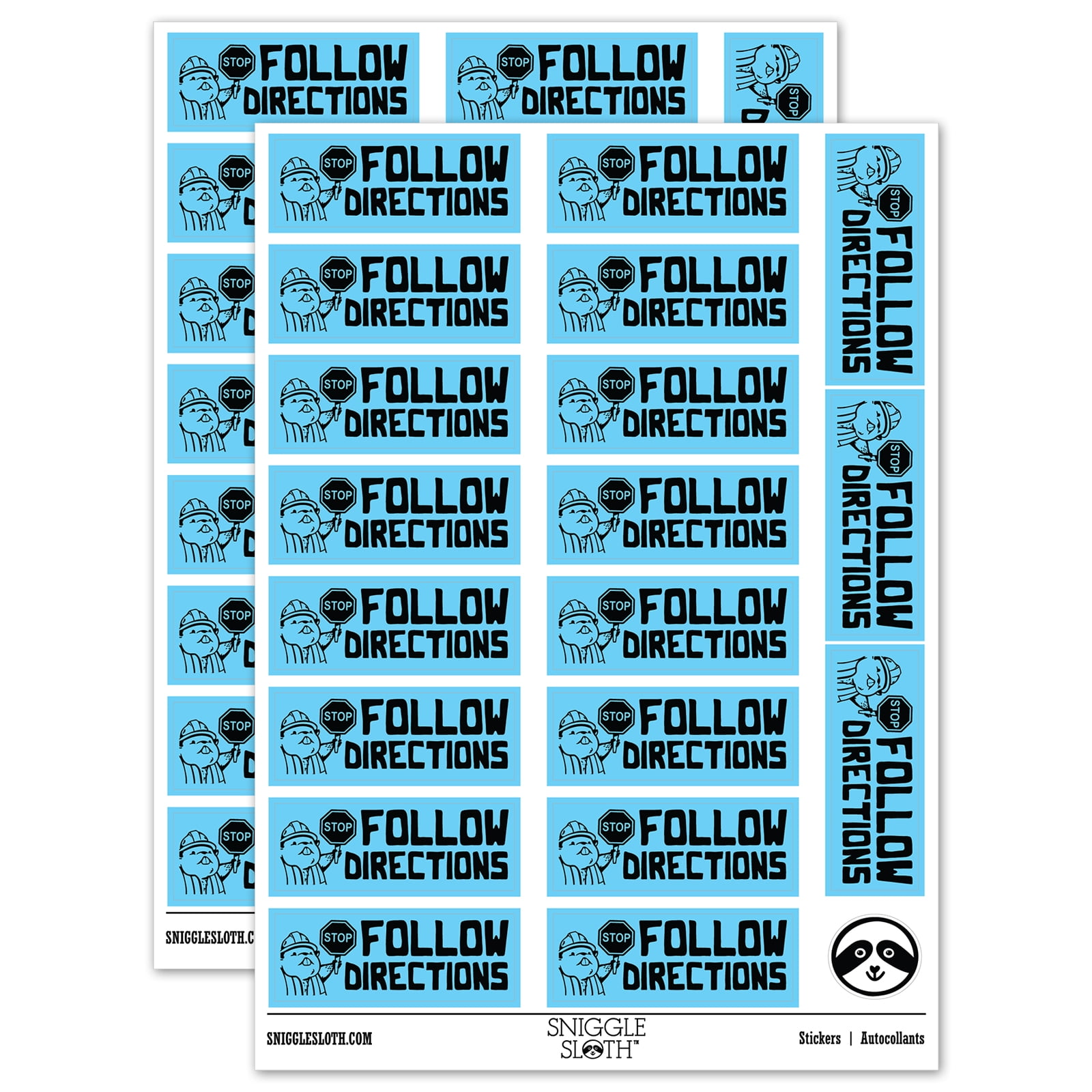 Follow Directions Stop Sign Teacher Student School Sticker Set - Light ...