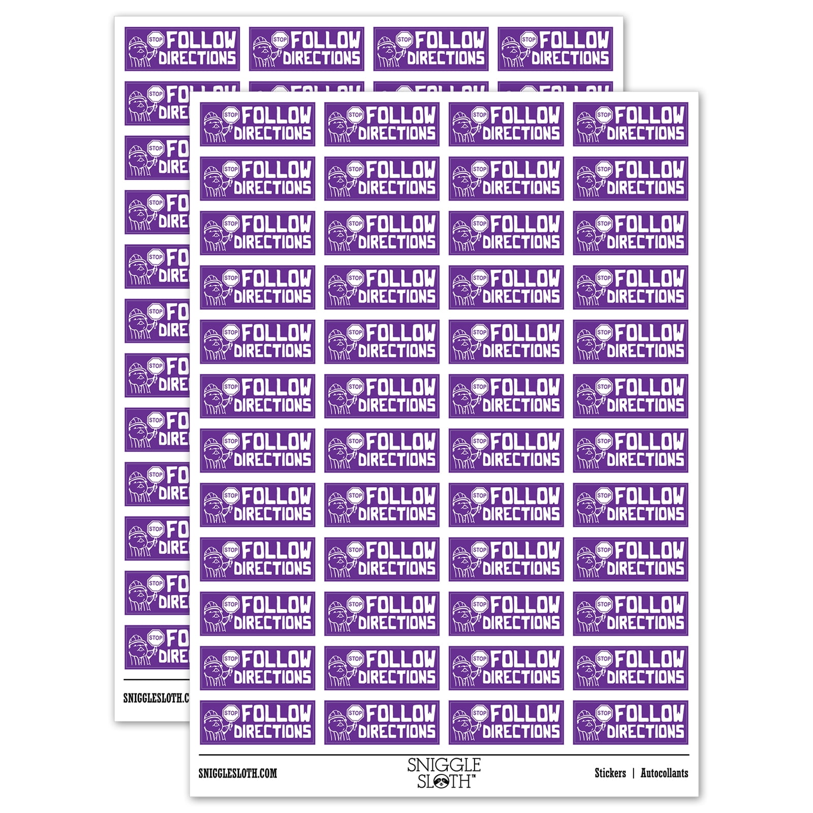 Follow Directions Stop Sign Teacher Student School Sticker Set - Purple ...