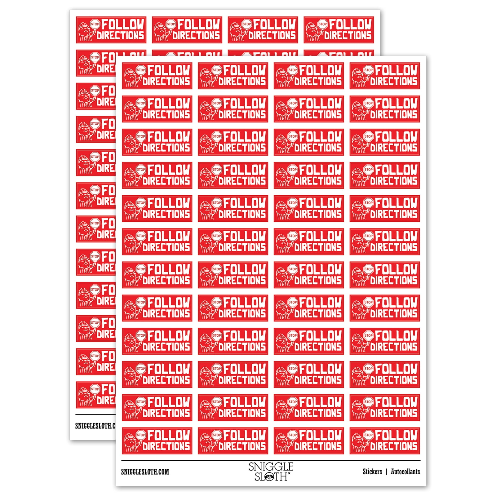 Follow Directions Stop Sign Teacher Student School Sticker Set - Red ...