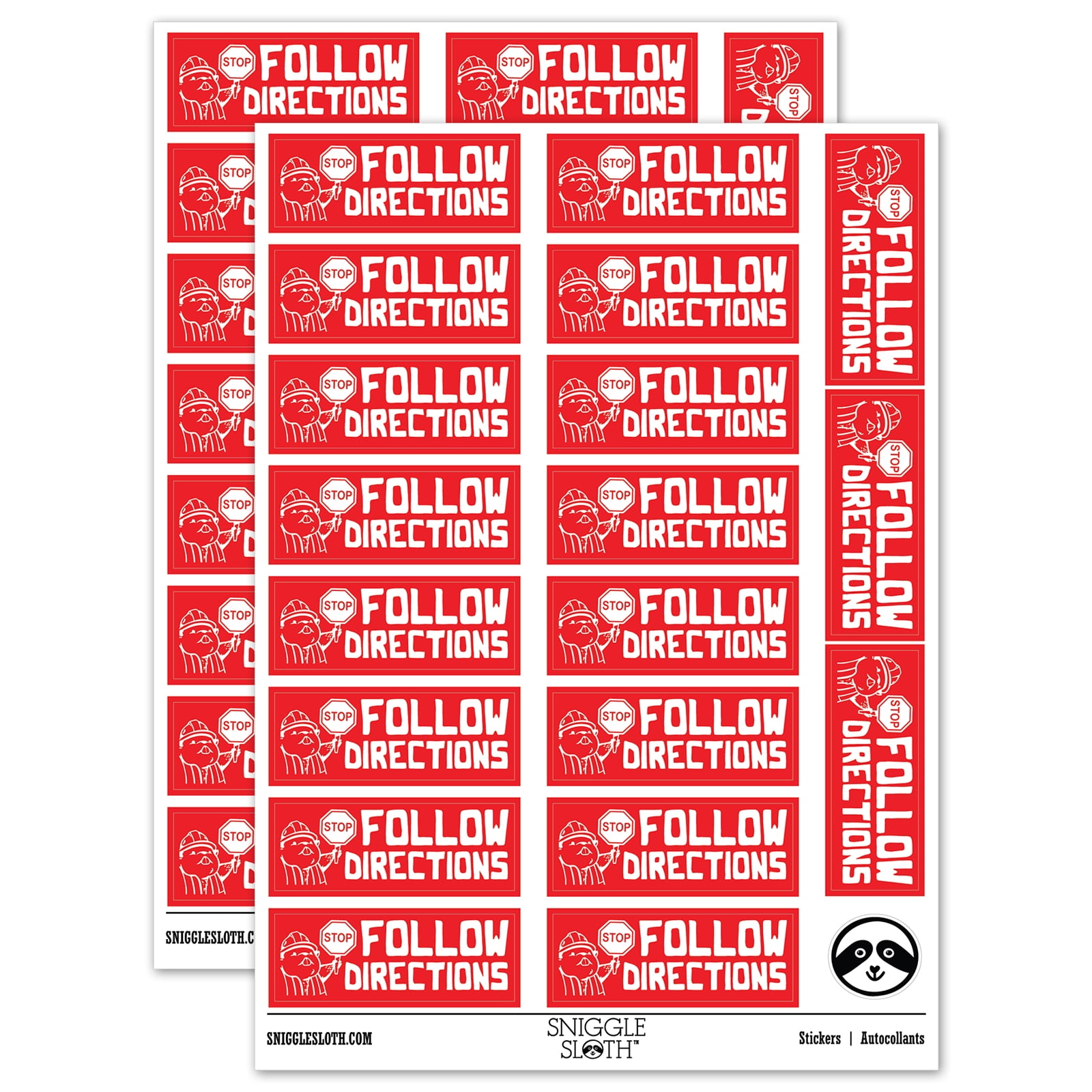 Follow Directions Stop Sign Teacher Student School Sticker Set - Red ...