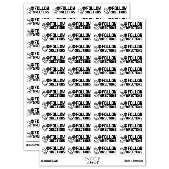 Follow Directions Stop Sign Teacher Student School Sticker Set - White ...