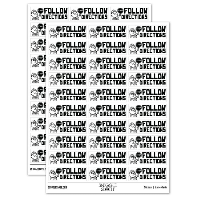 Follow Directions Stop Sign Teacher Student School Sticker Set - White ...