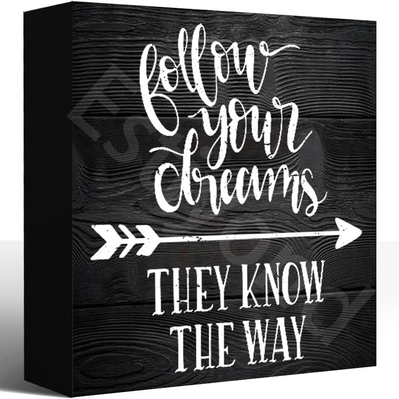 Follow Your Dreams They Know The Way Decor Wood Box Sign 5 X 5 Inches ...
