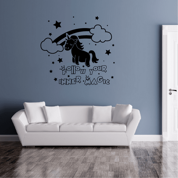 Believe In Magic Rainbow Unicorn Magical Unicorns Wall Sticker Art ...