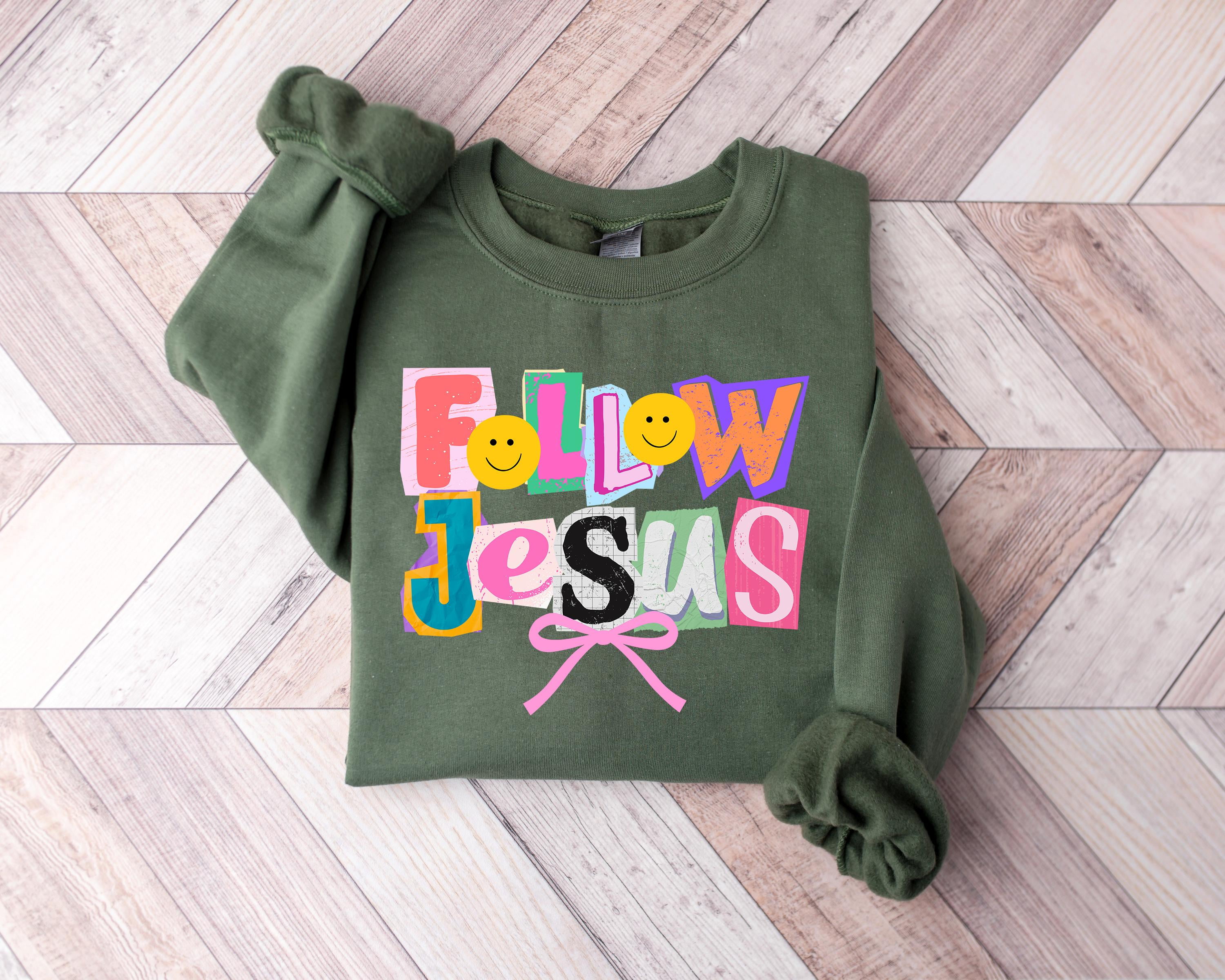 Follow Jesus T-Shirt: Christian Coquette Preppy Graphic Tee - Walmart.com