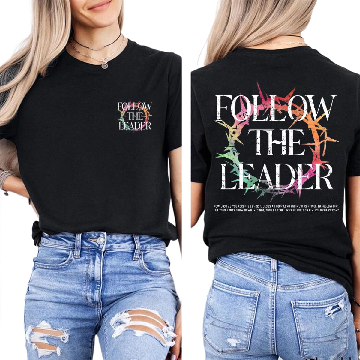 Follow The Leader Christian Double Sided T-Shirt, Jesus and Disciples ...