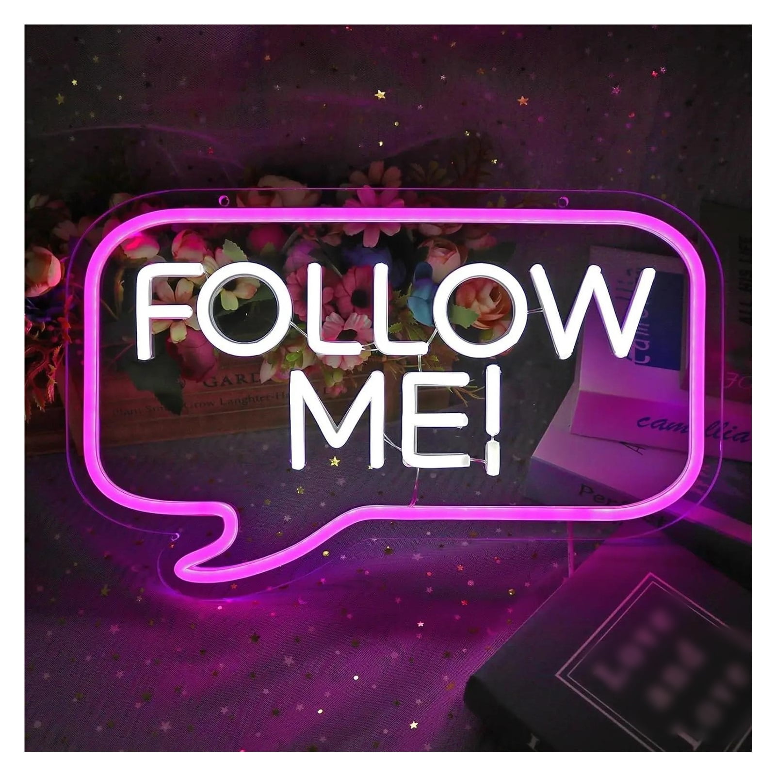 Follow Me Neon Sign USB Powered Dimmable For Bedroom, Birthday Party ...
