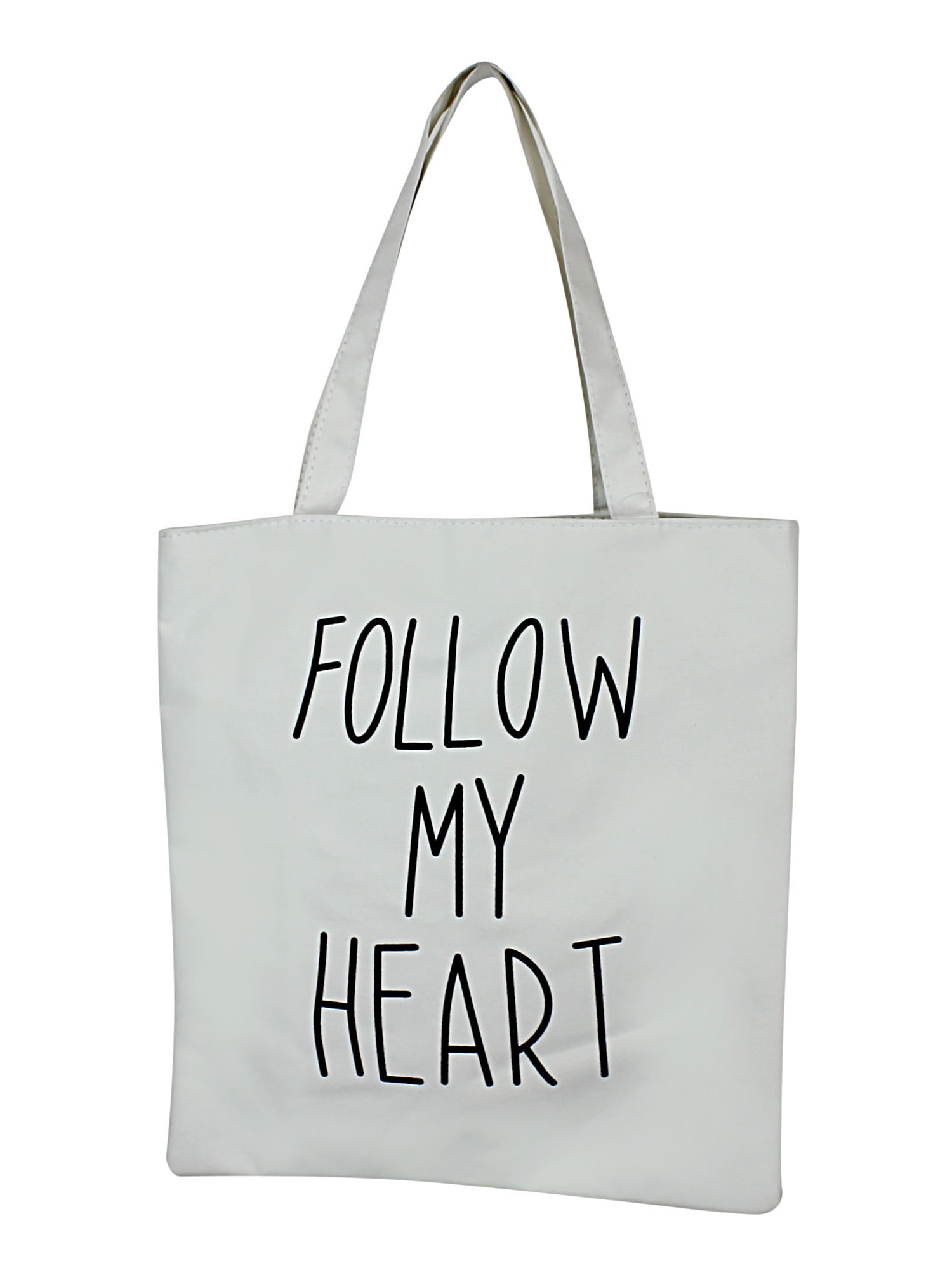 Follow My Heart White Canvas Tote Bag - Walmart.com