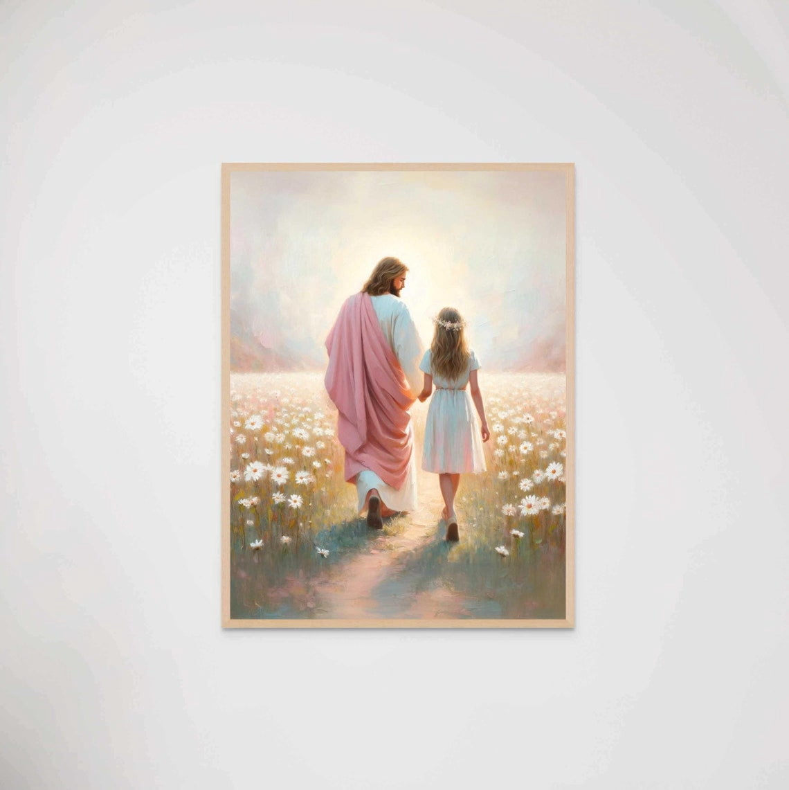Follow The Savior Christian Art Picture Of Jesus Bible Prints With Girl ...