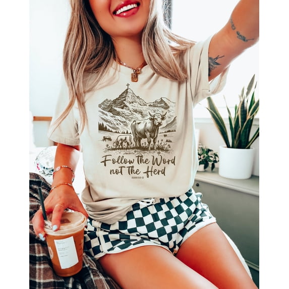 Follow The Word Not Herd Bible Christian Country Western Cowboy Cow T ...