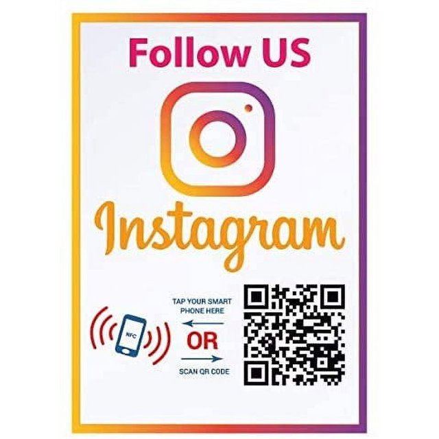 Follow Us on Instagram Sticker - Touchless QR Code and NFC Tag - Two ...