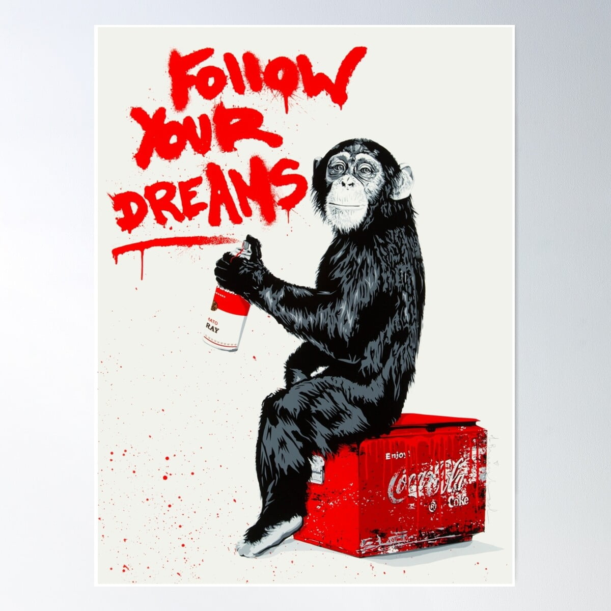 Follow Your Dreams Chimp Poster Wall Art, Modern Wall Decor For Living ...