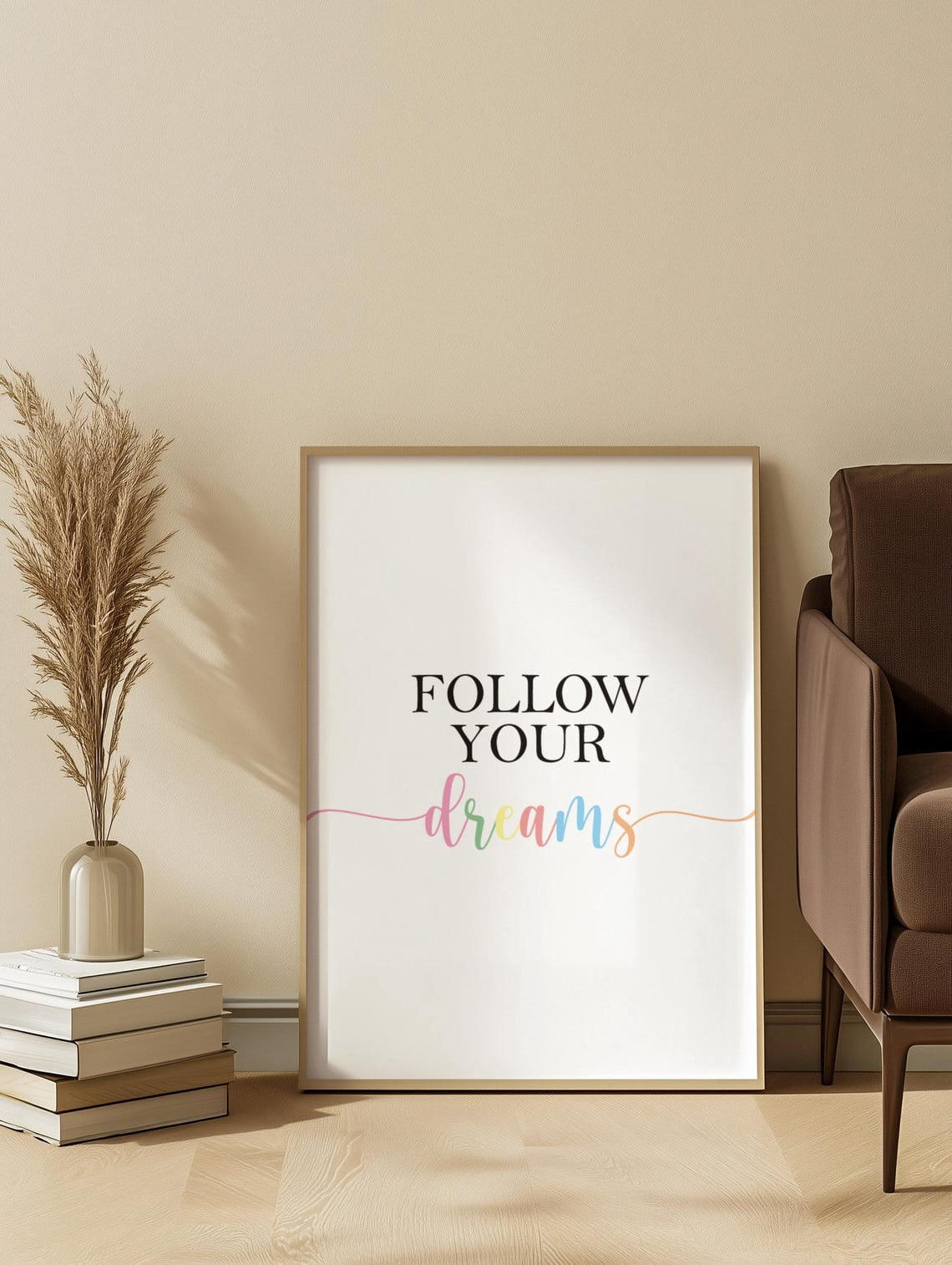 Follow Your Dreams Wall Art Colorful Motivational Typography Poster ...