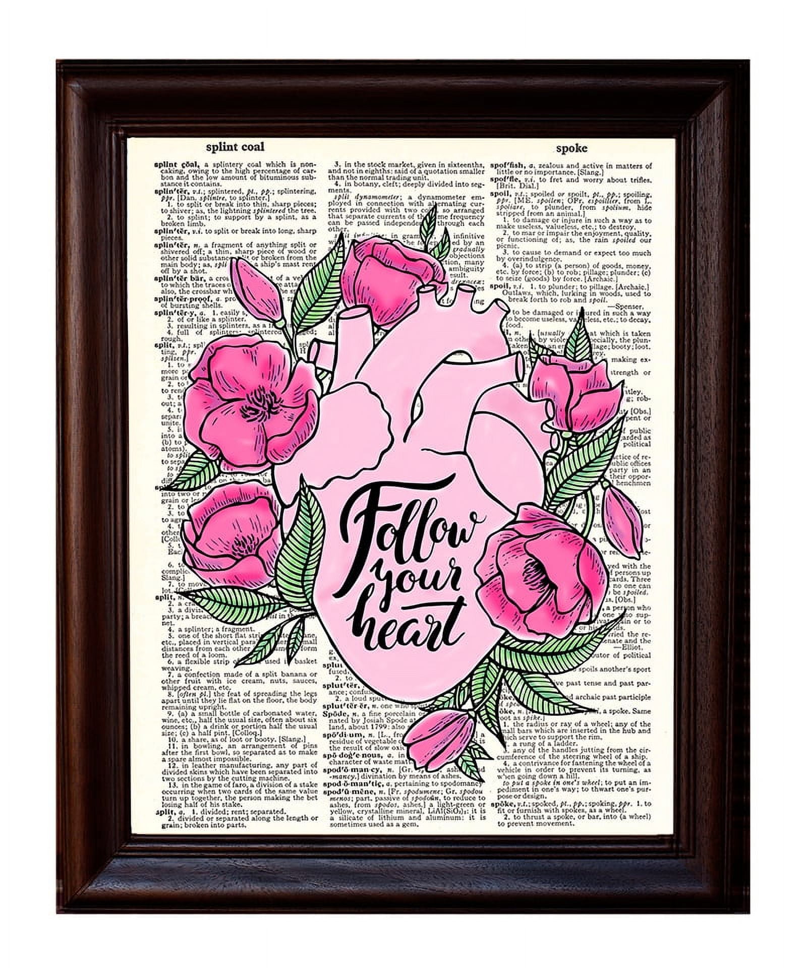Follow Your Heart - Dictionary Art Print Printed On Authentic Vintage ...