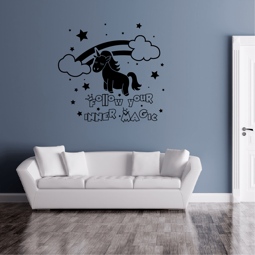 Follow Your Inner Magic Quote Unicorn Magical Unicorns Wall Sticker Art ...