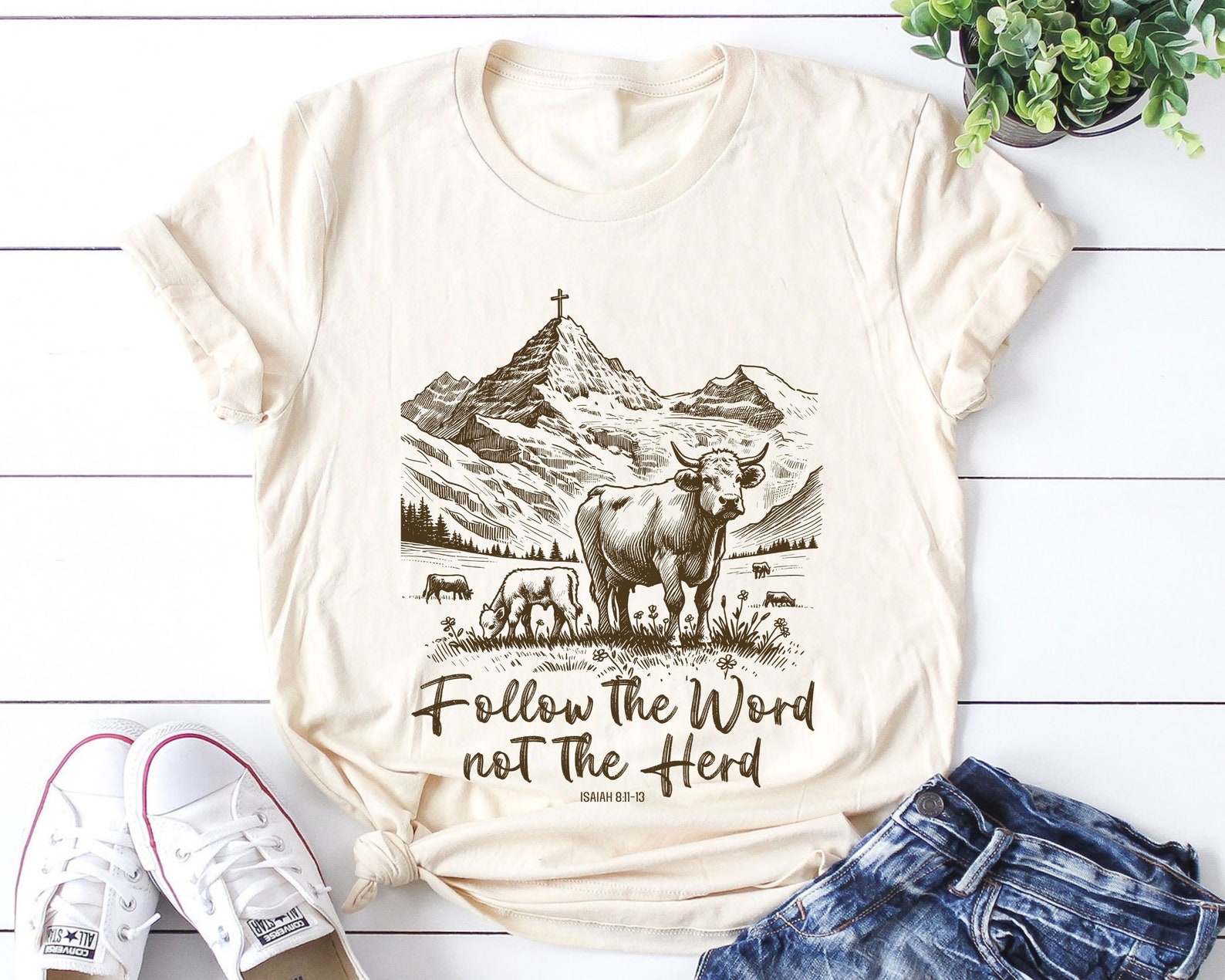 Follow the word not the herd isaiah 8:11-13 - bible verse t-shirts ...