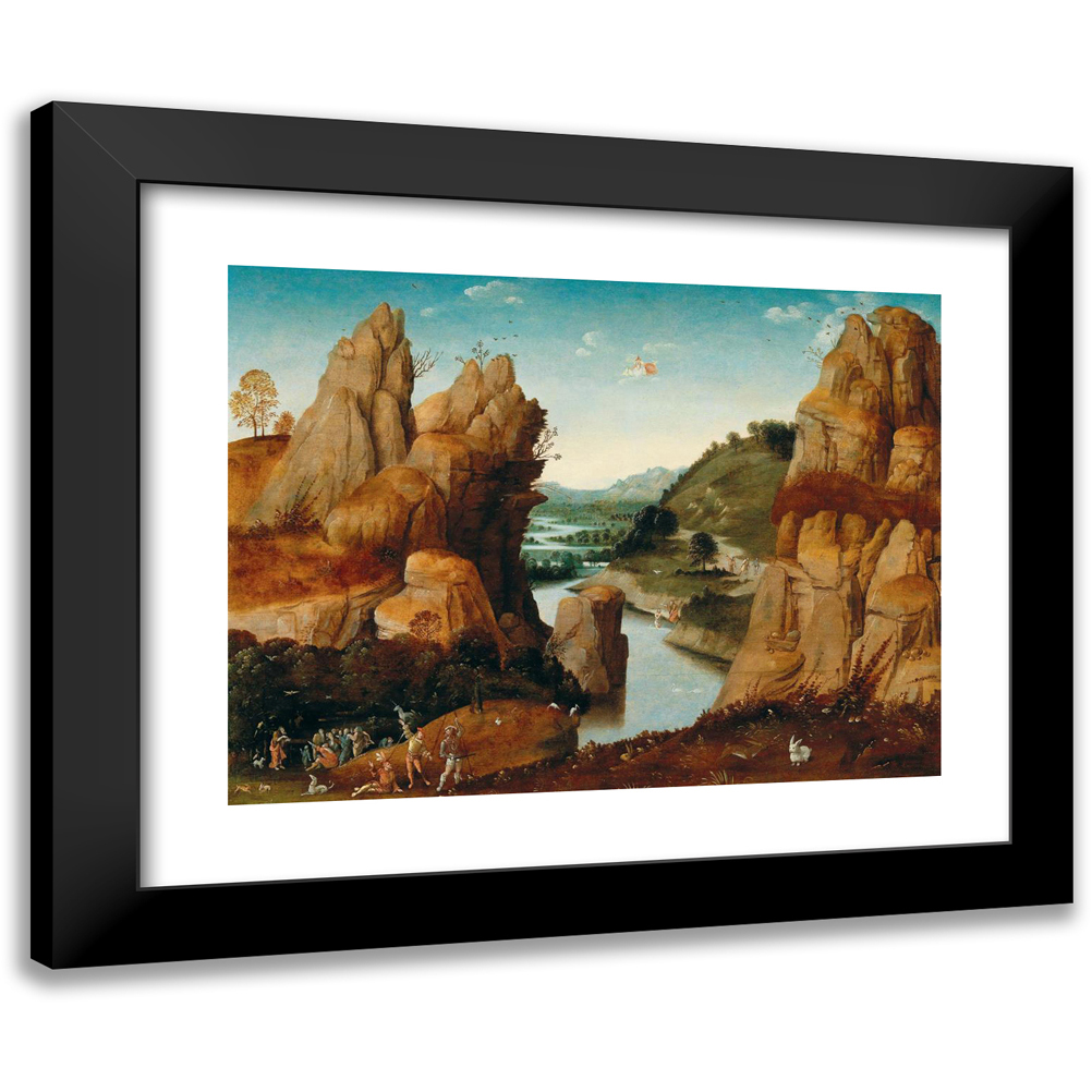 Follower of Joachim Patinir 24x19 Black Modern Framed Museum Art Print Titled - A Rocky ...