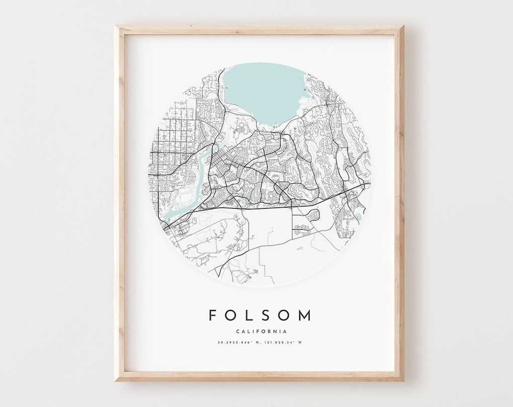 Folsom Map Print, Folsom Map Poster City Wall Art, Ca Road Map ...