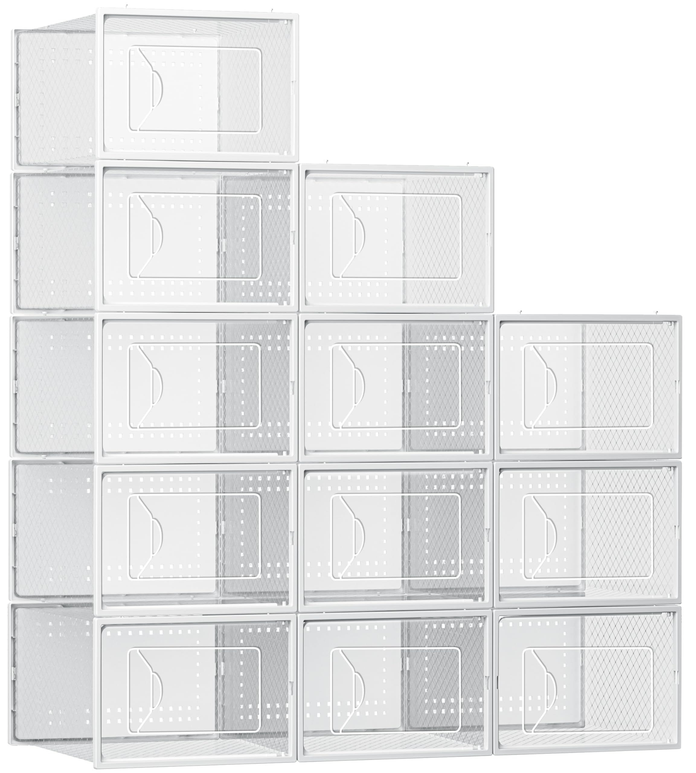 Foluck Shoe Storage Box, 12 Pack Clear Plastic Stackable Shoe Organizer ...